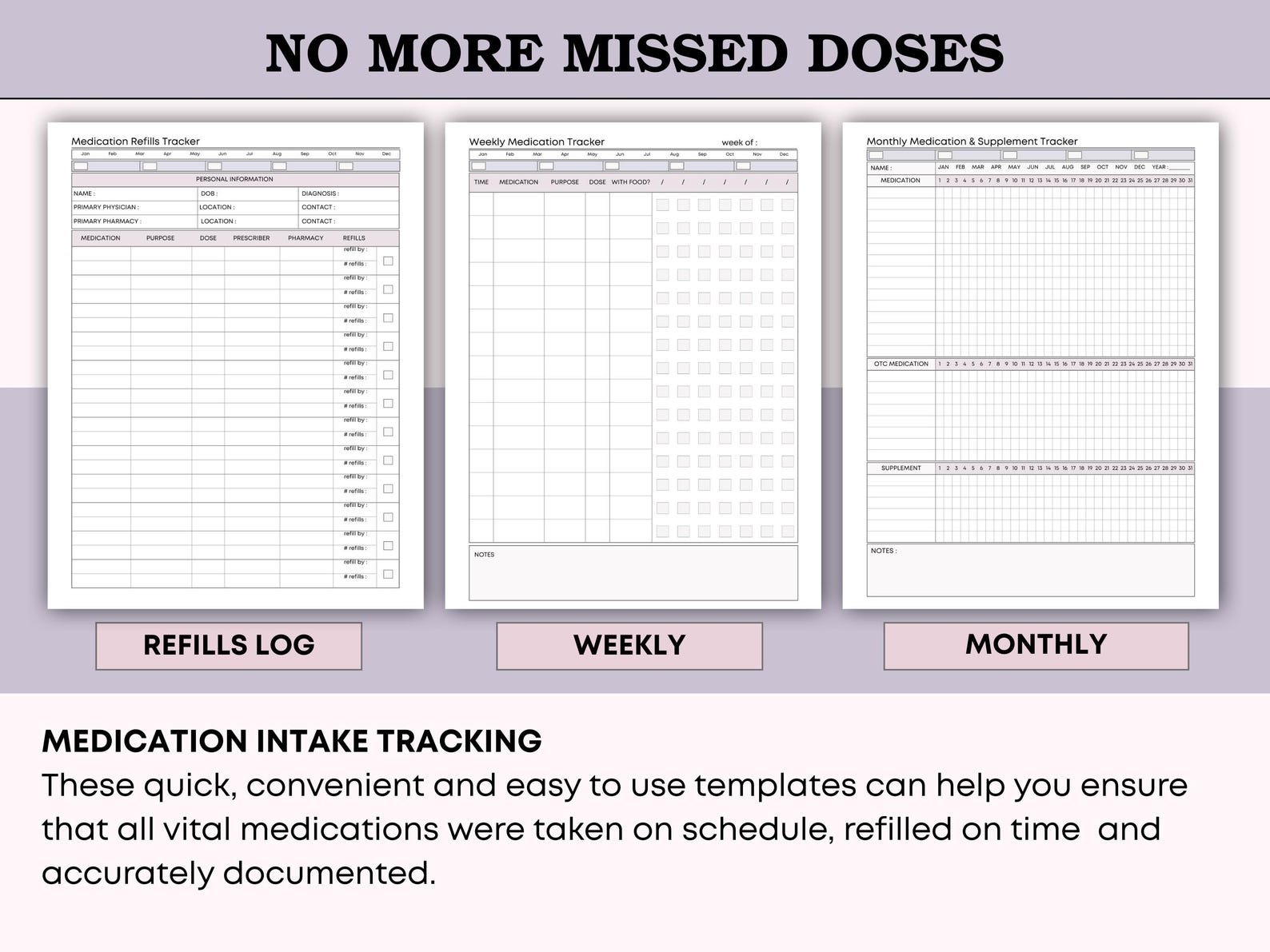 Medication Tracker Bundle | Printable Medication Log & Planner | Pill ...