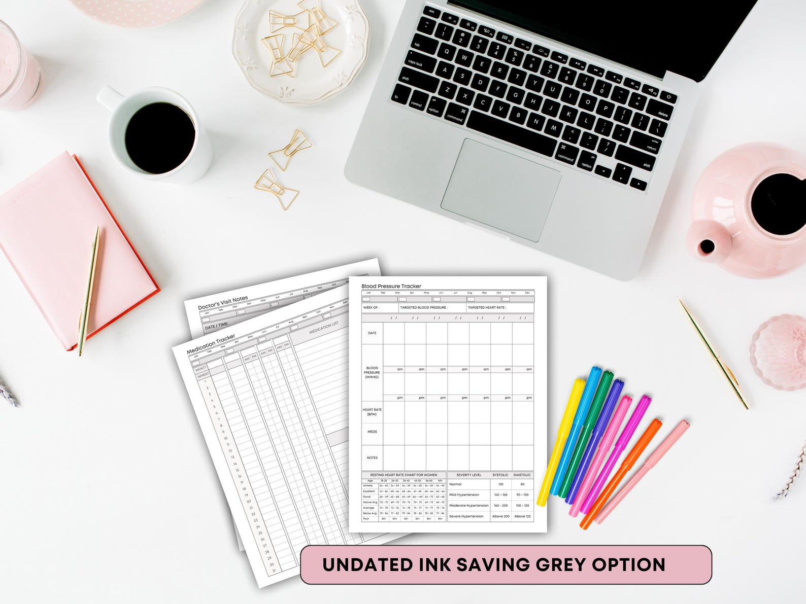Blood Pressure Tracker Printable | BP Log, Medication & Doctor Visit ...