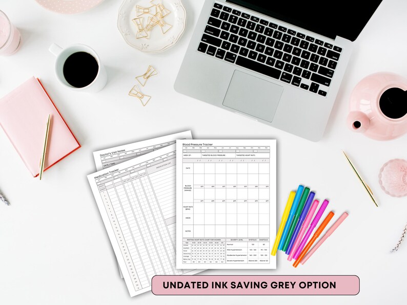 Blood Pressure Tracker Printable | BP Log, Medication & Doctor Visit ...