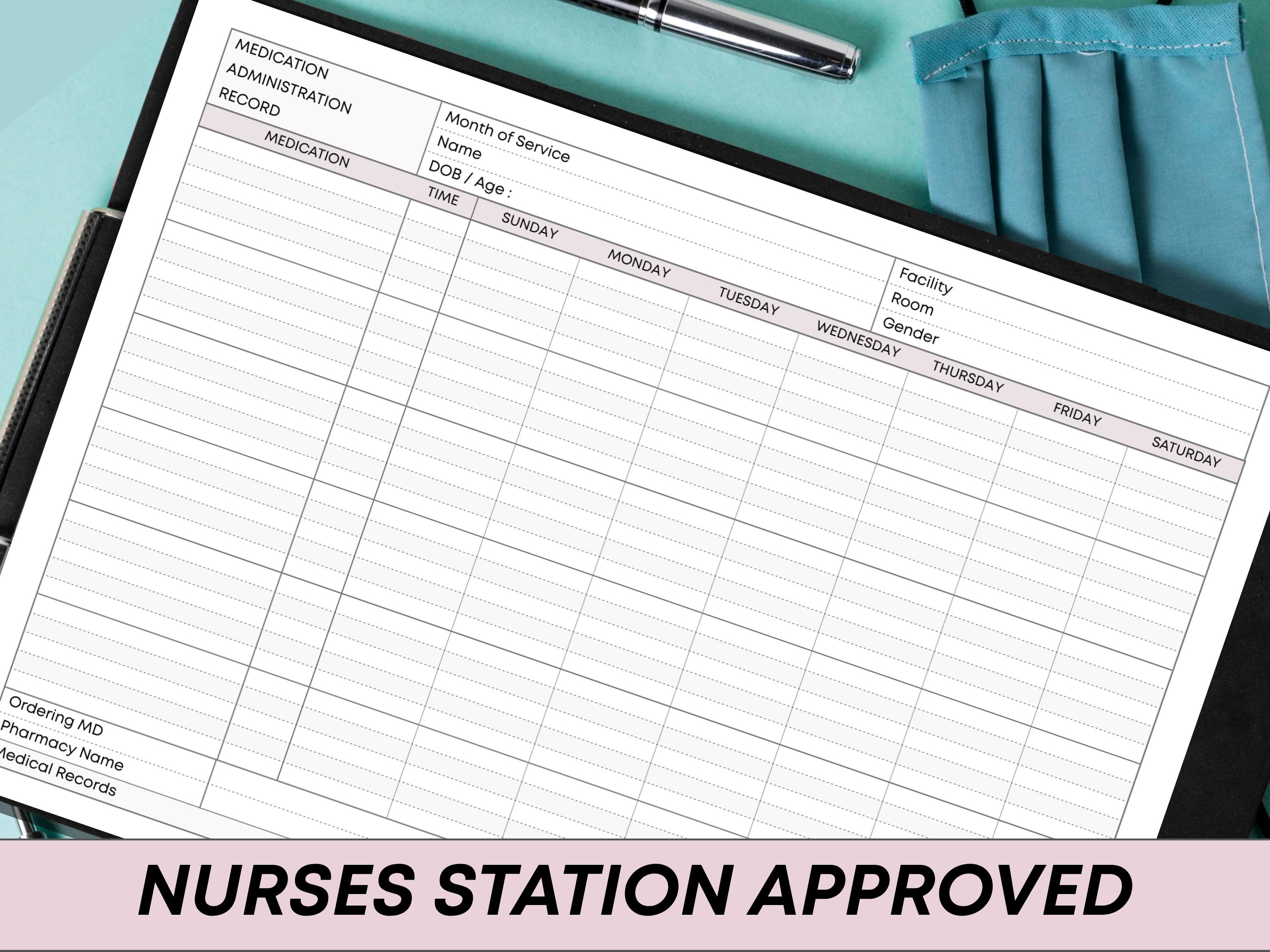 MAR Weekly Medication Administration Record Template - LTC, Nursing ...