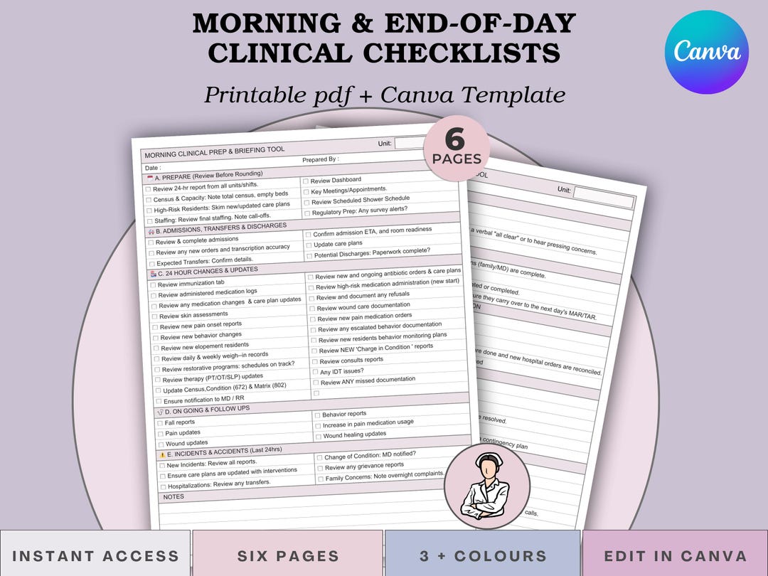Director of Nursing Morning & End-of-day Clinical Checklist Prep for ...