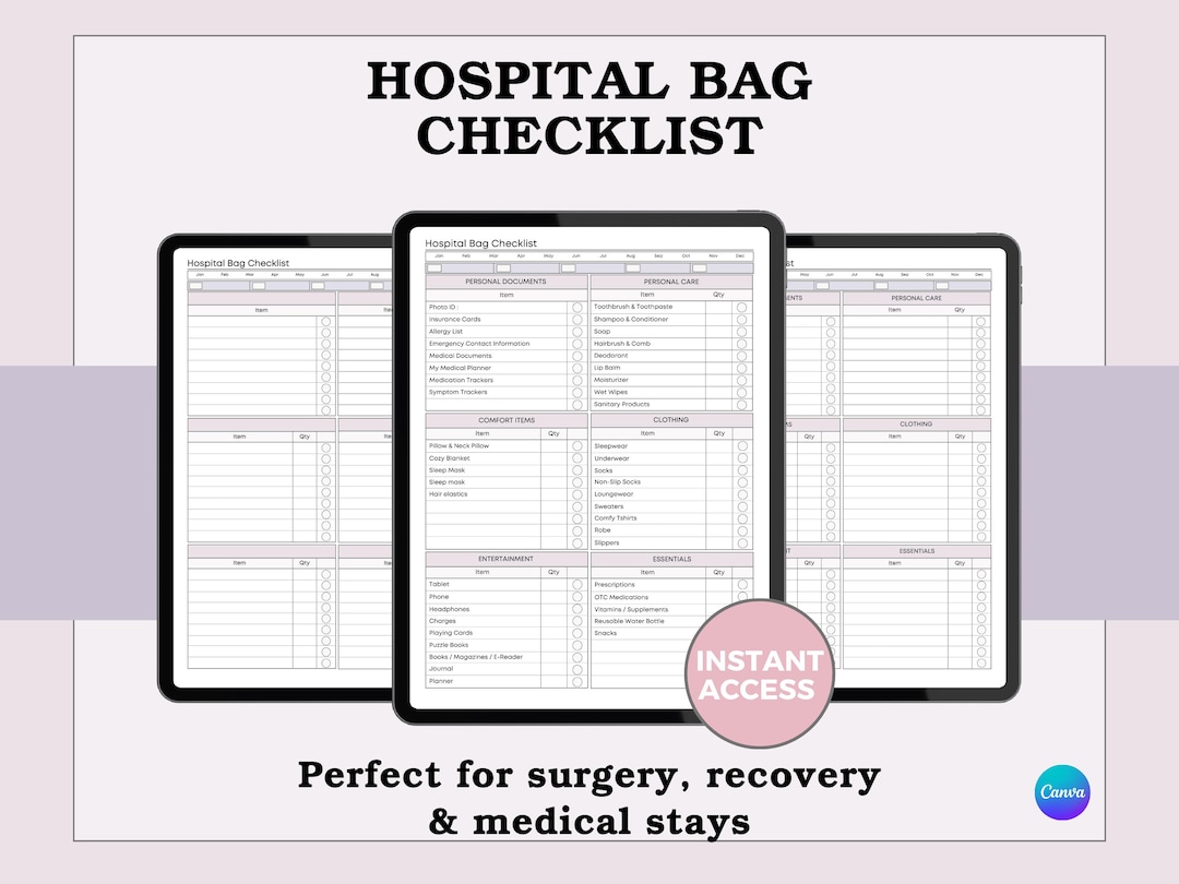 Hospital Stay Packing List | Surgery Bag Checklist | Overnight Hospital ...
