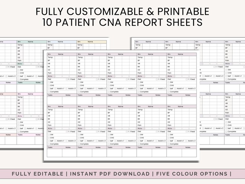 10-patient Nursing Vitals Report Sheet - Accu Checks, Tasks - CNA, PCT ...