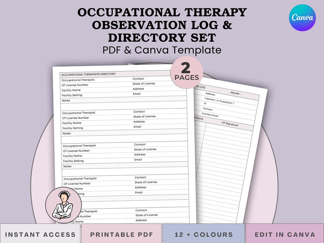 Occupational Therapy Student Observation Log Tracker - COTA Hours Log ...