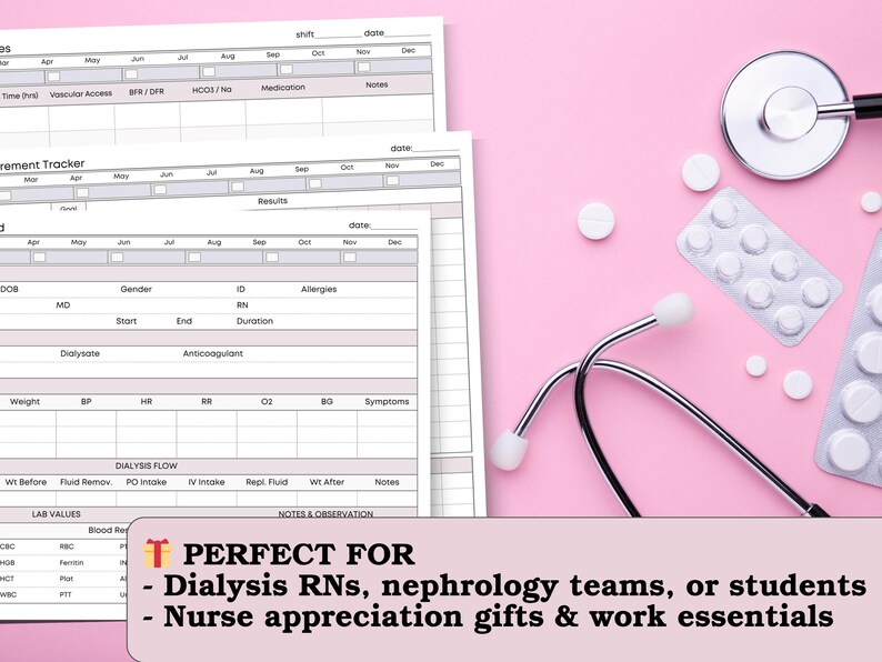 Dialysis Nurse Charting Set – Patient Records, Tracker & Flow Sheet ...