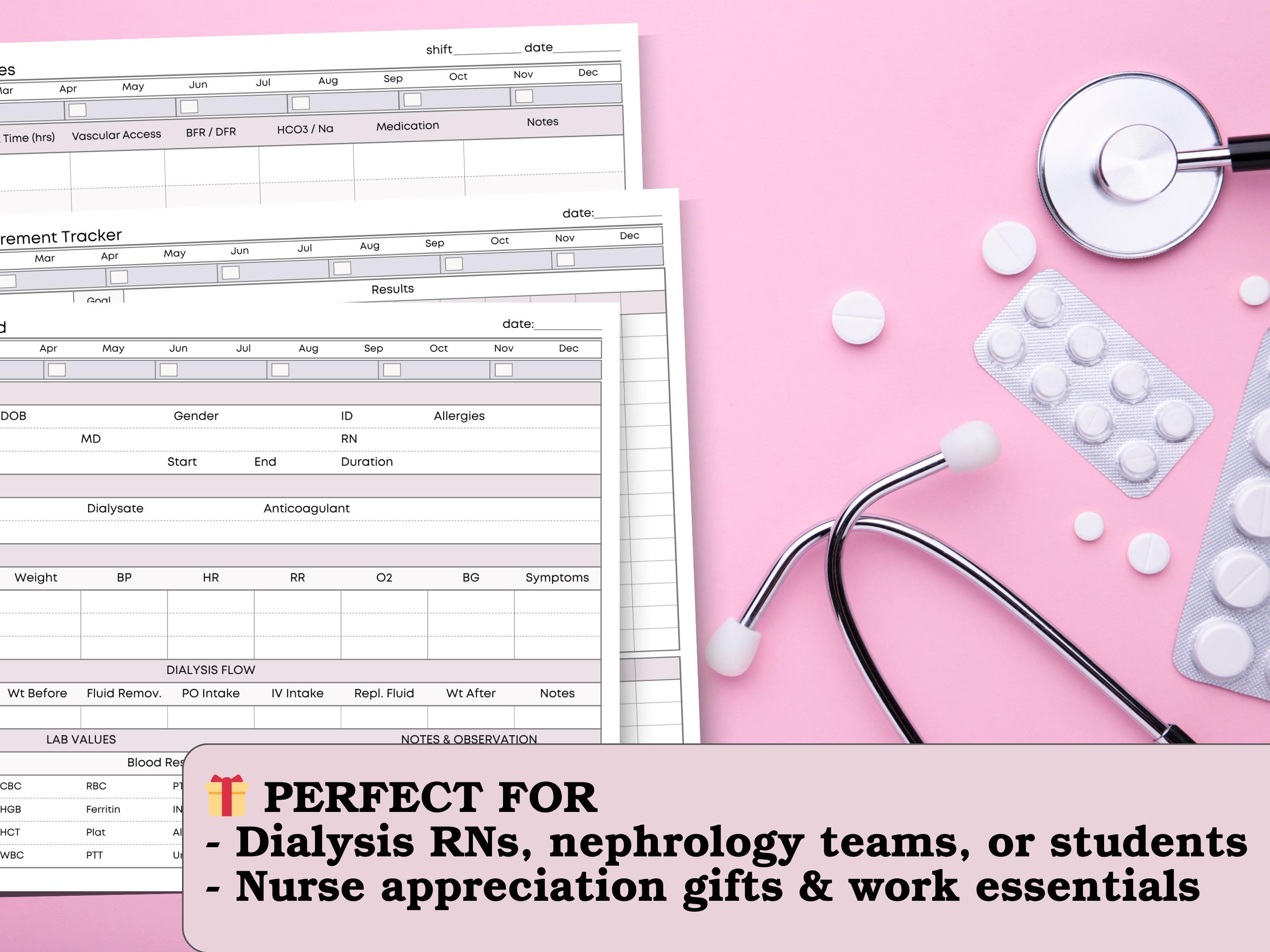 Dialysis Nurse Charting Set – Patient Records, Tracker & Flow Sheet ...