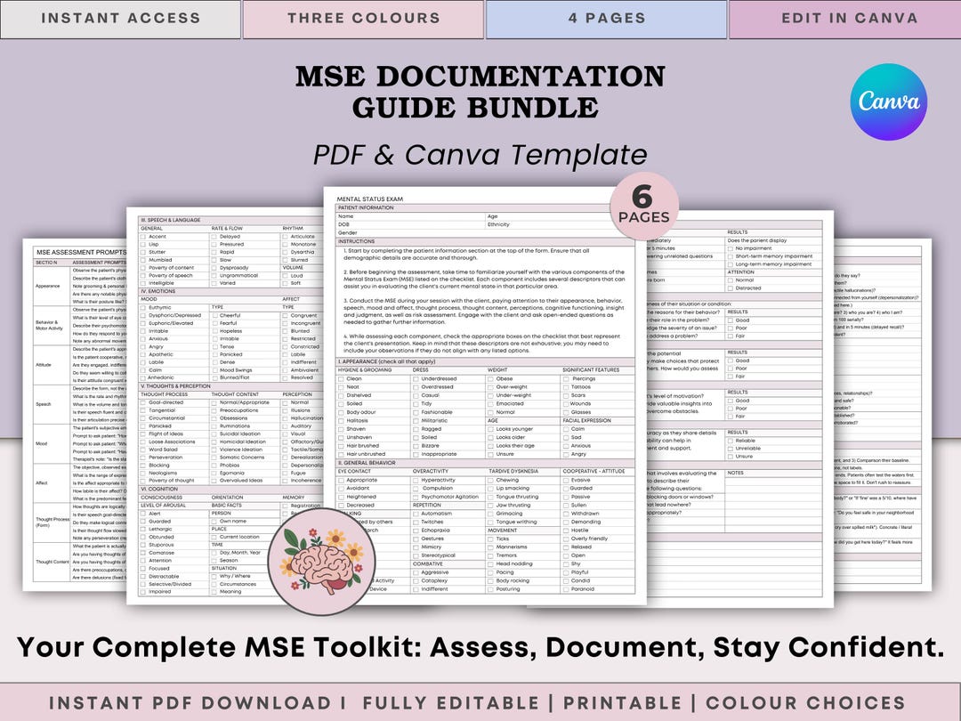 Comprehensive Mental Status Exam (MSE) Toolkit | Therapist Assessment ...