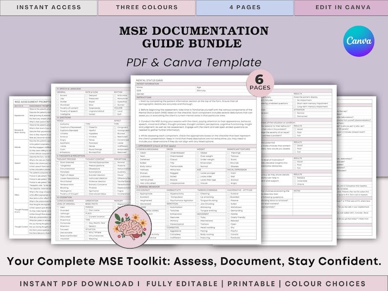 Comprehensive Mental Status Exam (MSE) Toolkit | Therapist Assessment ...
