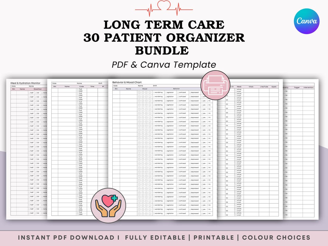 30-patient Nursing Report Sheet Organizer - LTC, SNF, Nursing Home ...