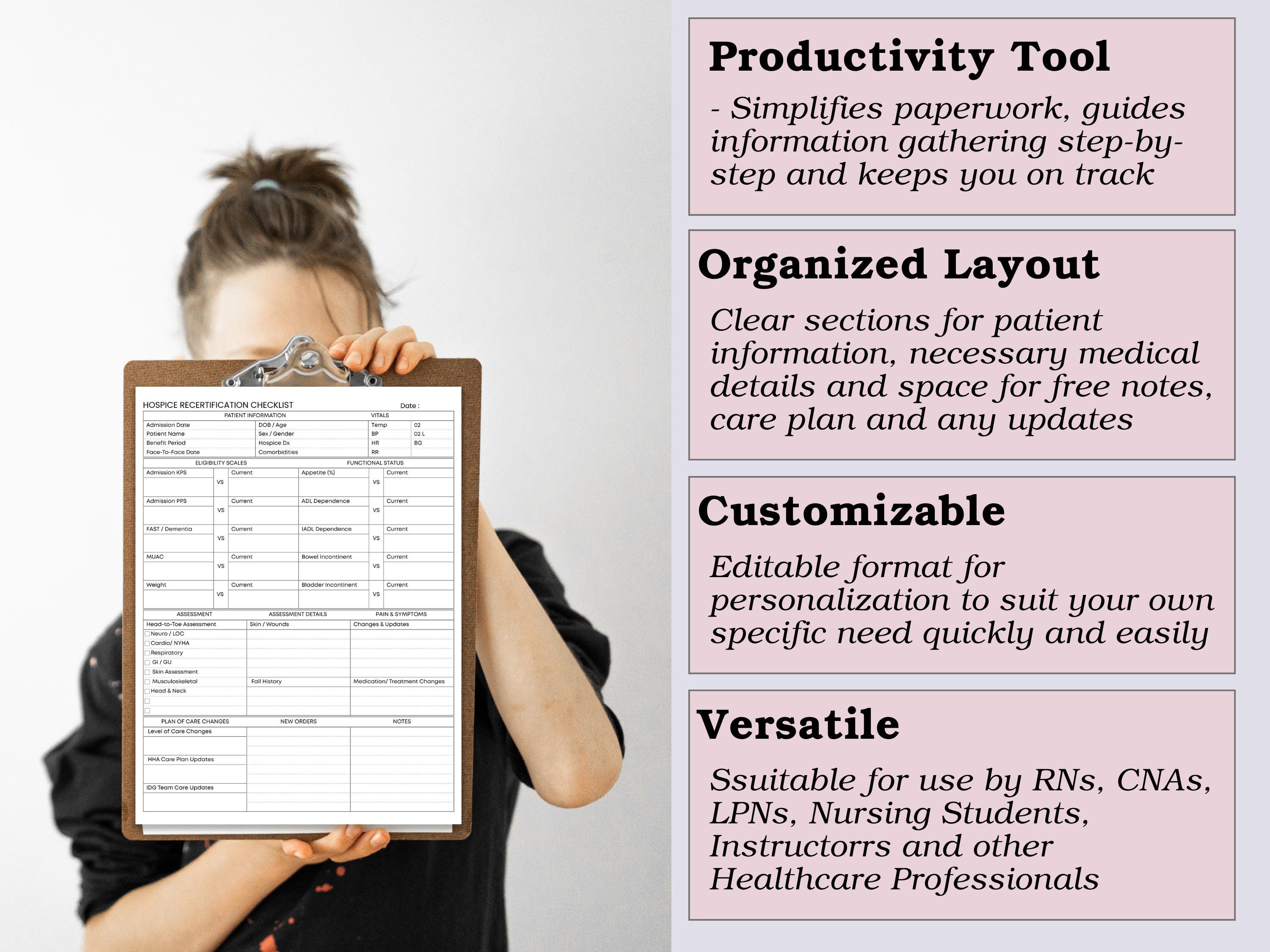 Hospice Recertification & Assessment Checklist – Nursing Tool ...