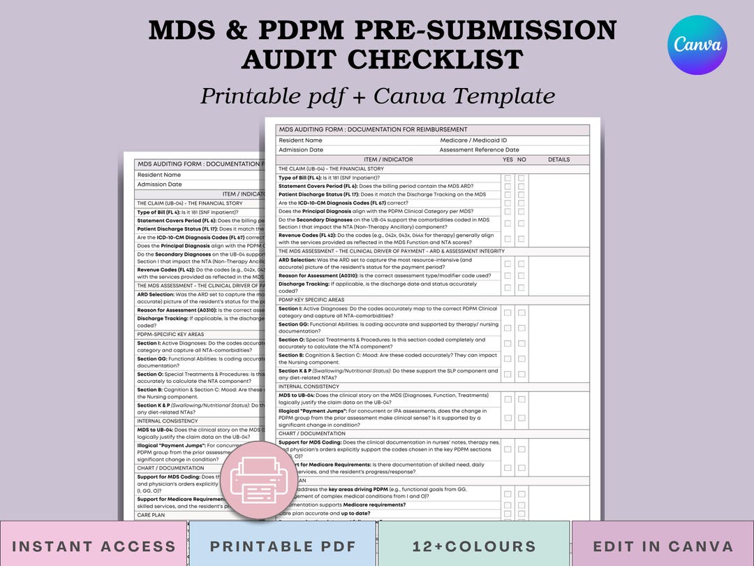 The Ultimate MDS & UB-04 Pre-submission Audit Checklist | PDPM ...