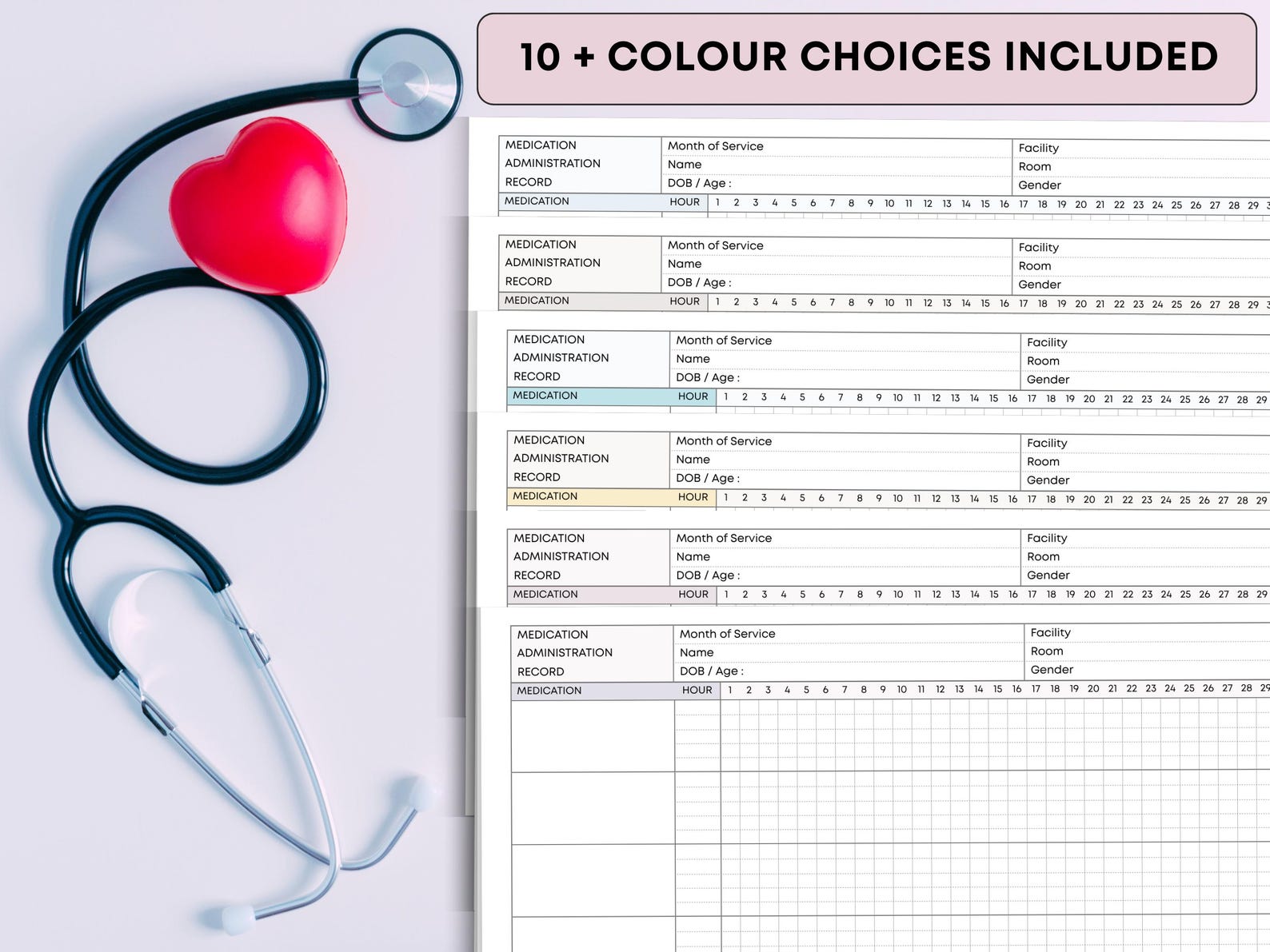MAR Medication Administration Record Printable Template PDF, in Nursing ...