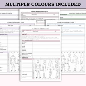 Shower Skin Check Sheet - Nursing Assessment Form, Wound Care ...