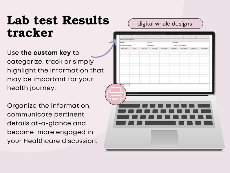 Lab Results Tracker Printable - Medical Test Log, Health Record Binder ...