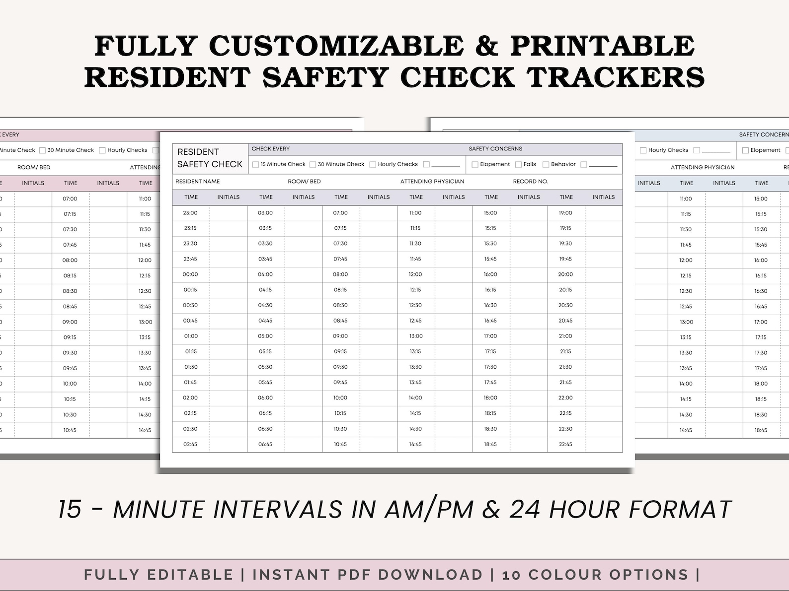 24-hour Resident Safety Check Tracker - Long Term Care Nursing Home ...