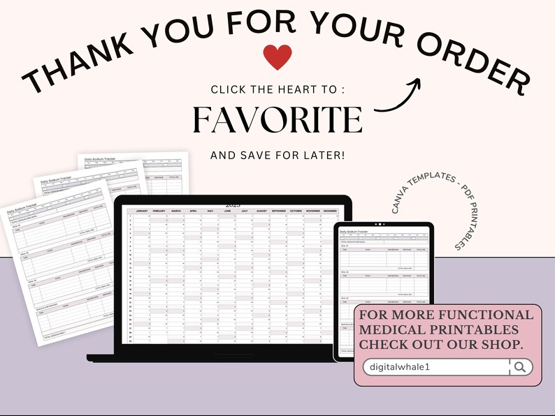 Daily Sodium Tracker | Printable Food Journal | Low Sodium Diet Log ...