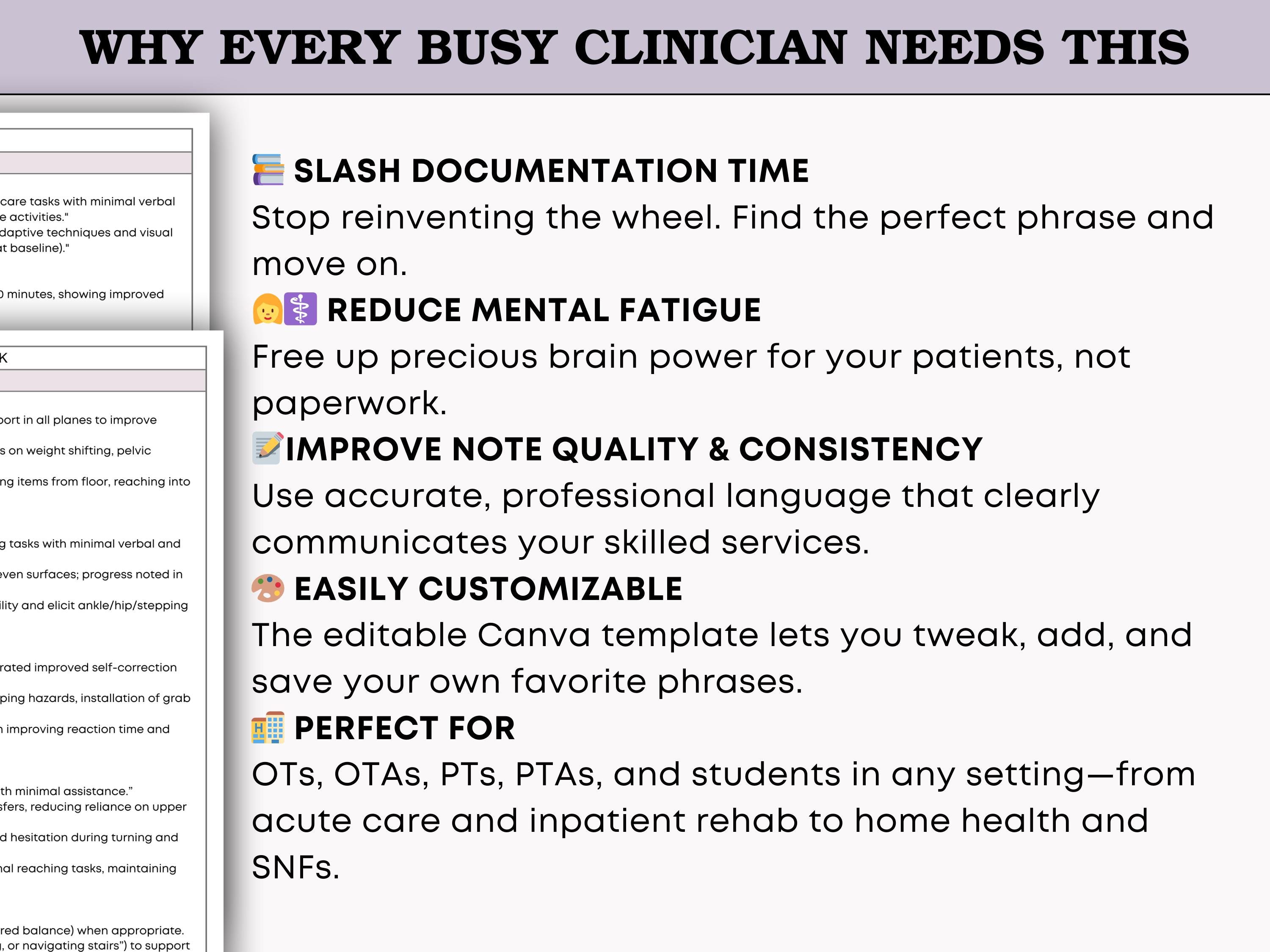 Occupational Therapy Documentation Guide - 20 OT/PT Clinicians Progress ...