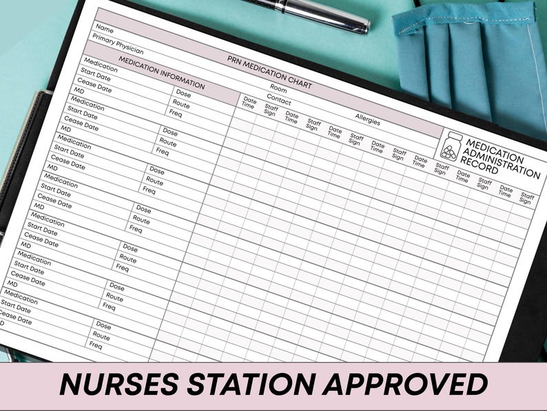 PRN Medication Administration Record Template - Printable MAR Sheets ...