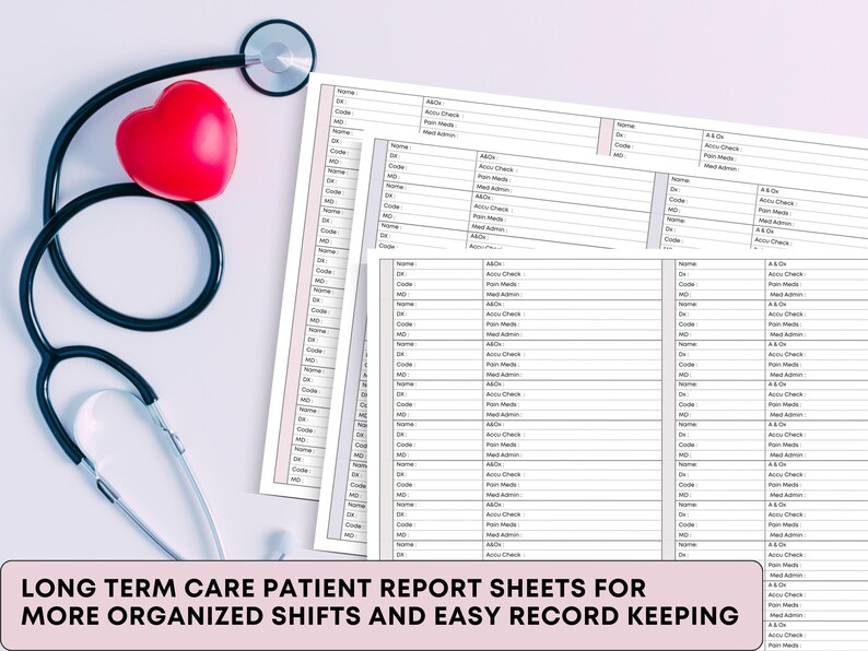 Long Term Care Patient Report Sheet for 20 Patient Long Term Care ...