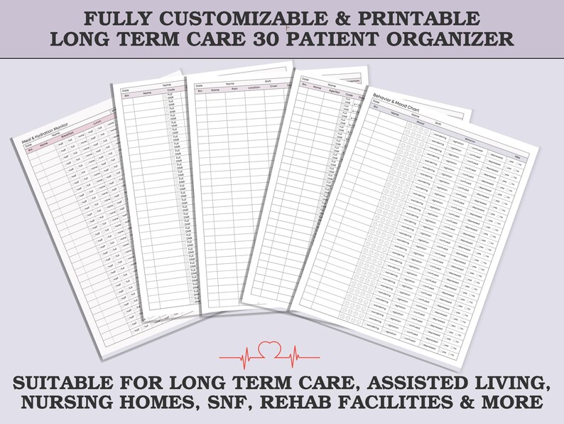 30-patient Nursing Report Sheet Organizer - LTC, SNF, Nursing Home ...