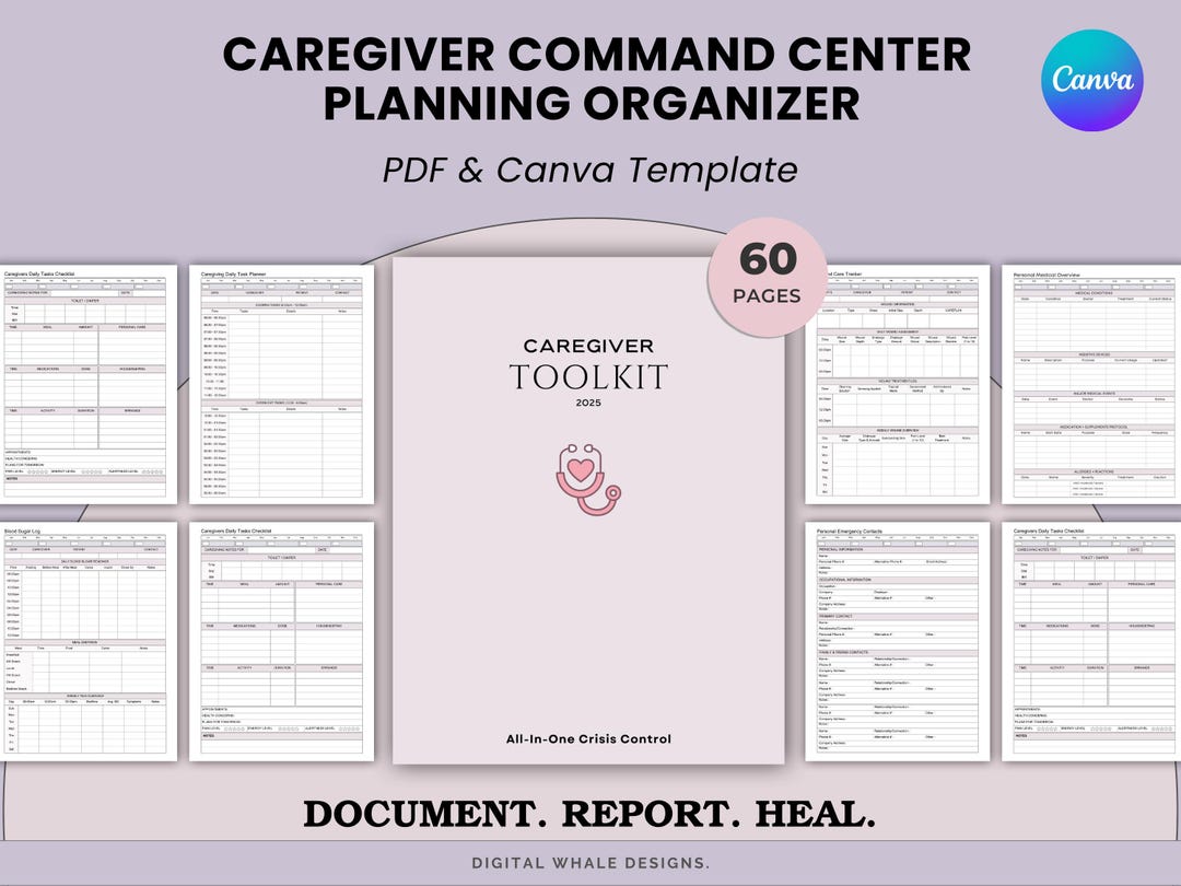 Caregiver Printable Binder Set: Schedules, Trackers, Care Plans, Wound ...