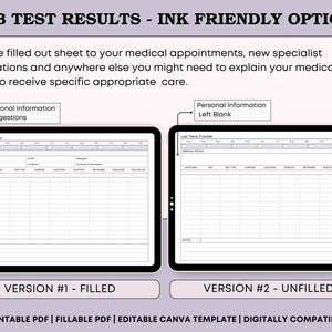 Lab Results Tracker Printable | Medical Test Log | Health Record ...