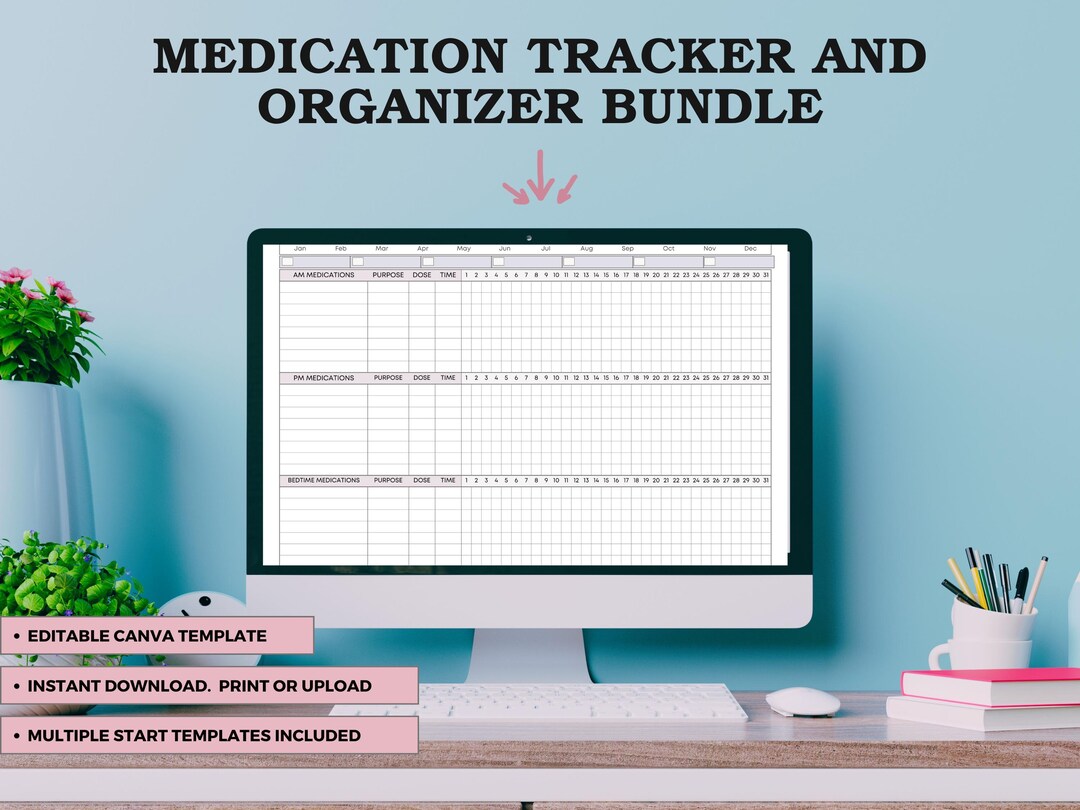 Medication Tracker & Organizer Printable | Daily, Weekly, Monthly ...