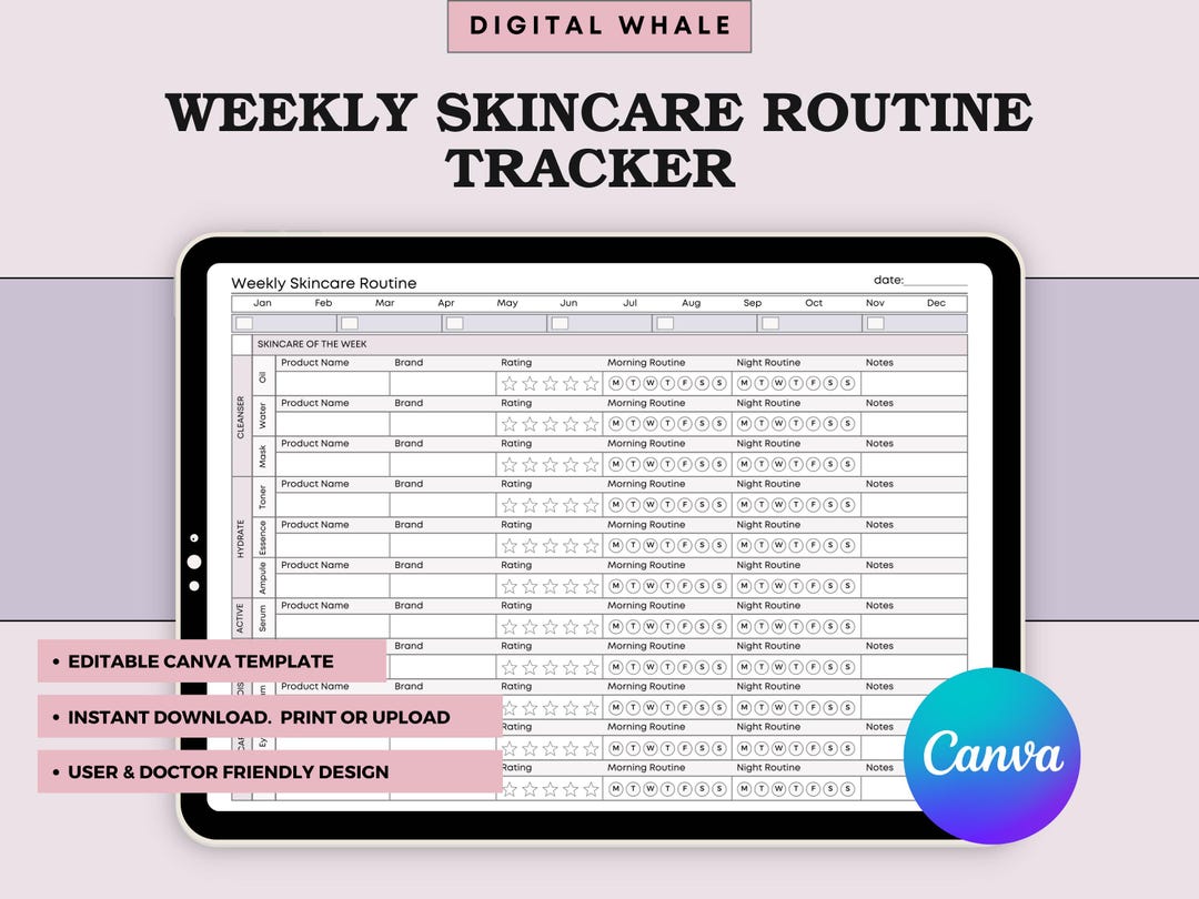 Weekly Skincare Routine Tracker | Printable Skincare Planner | Beauty ...