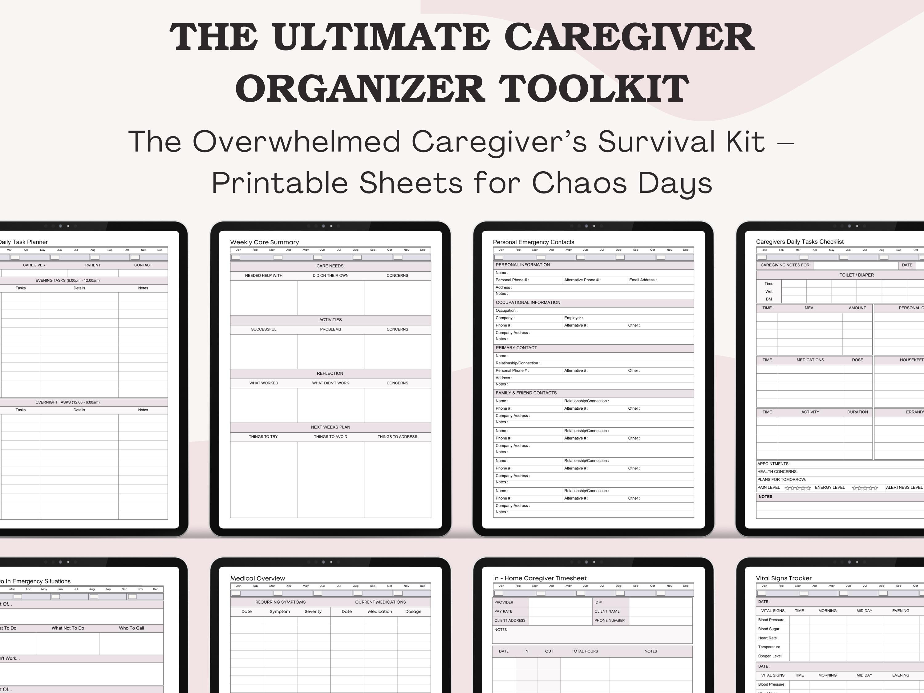 Caregiver Printable Binder Set: Schedules, Trackers, Care Plans, Wound ...