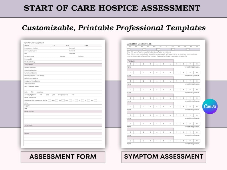 Hospice Nurse Assessment One Page Template - SOC, Admission, Patient ...