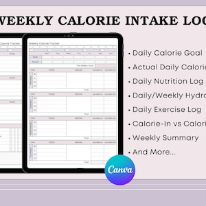 Weekly Calorie Tracker Printable | Meal & Exercise Log | Fitness ...