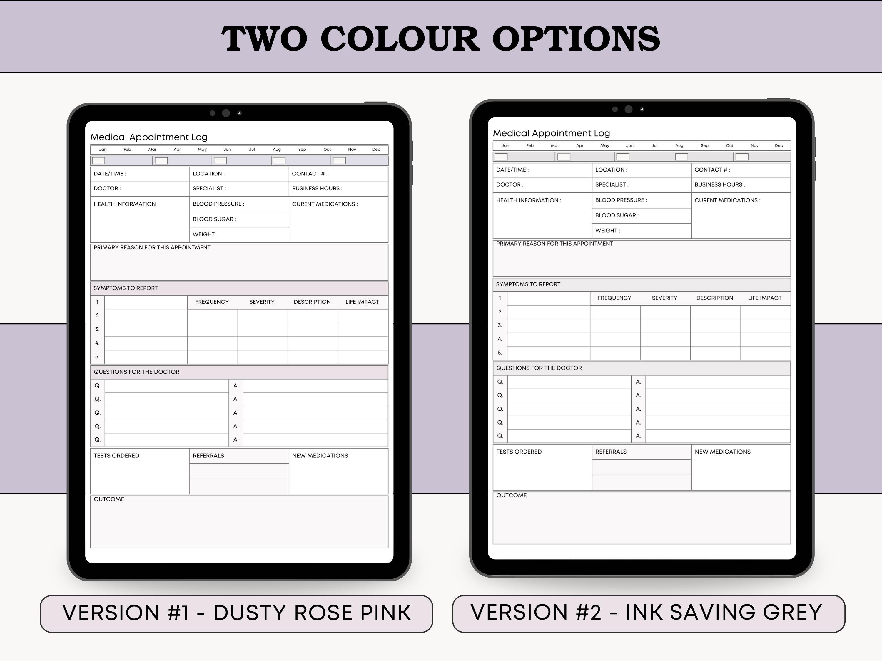 Printable Medical Appointment Notes Template | Doctor Visit Tracker ...