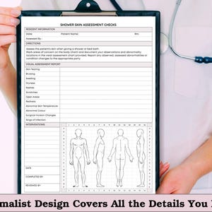 Shower Skin Check Sheet - Nursing Assessment Form, Wound Care ...