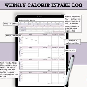 Weekly Calorie Tracker Printable | Meal & Exercise Log | Fitness ...
