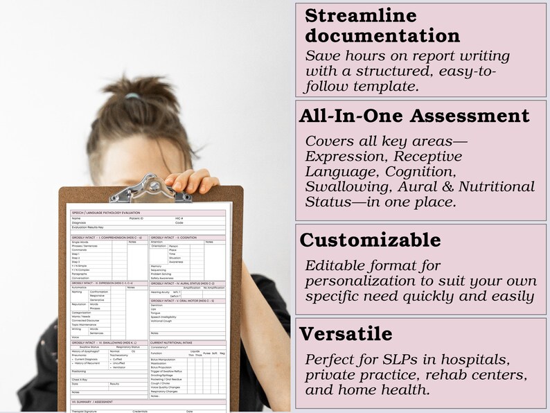 Adult SLP Evaluation Template: Speech Therapy Assessment Form ...