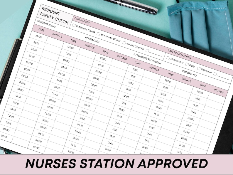 24-hour Resident Safety Check Tracker - Long Term Care Nursing Home ...