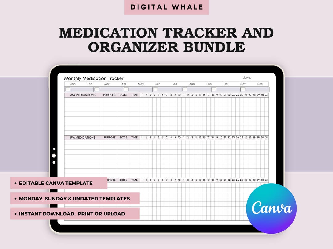 Medication Tracker Printable | Medicine Log | Pill Track | Weekly ...