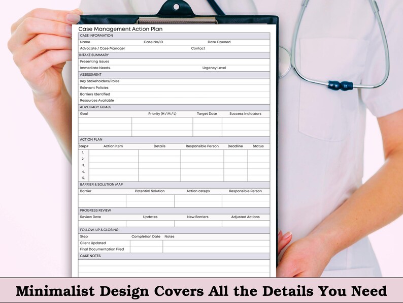 Case Management Action Plan Template: Social Worker Caseload Organizer ...