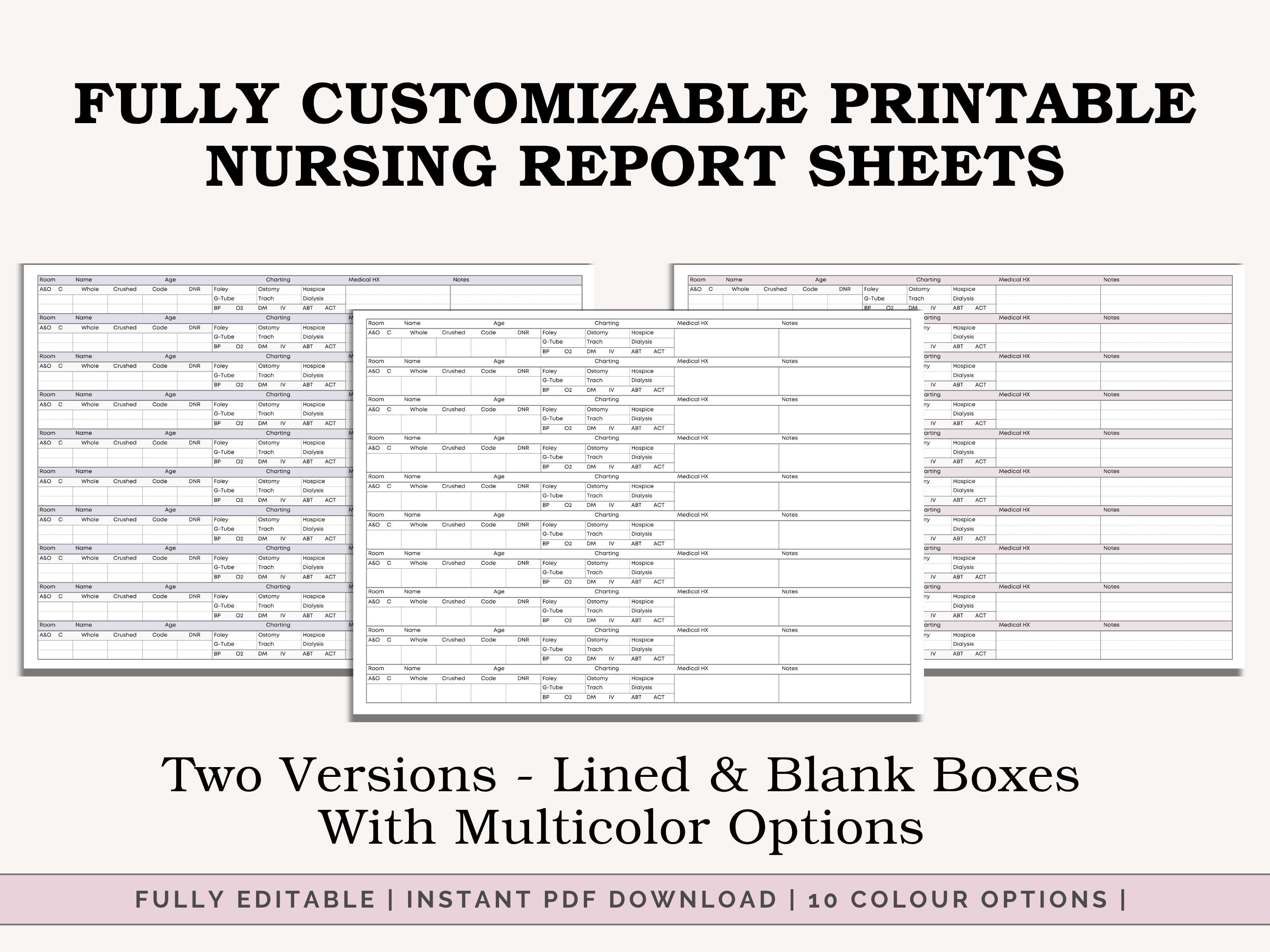 10-patient Nursing Report Sheet - Ltc/snf/hospice/nursing Home Shift ...