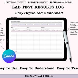 Lab Results Tracker Printable | Medical Test Log | Health Record ...
