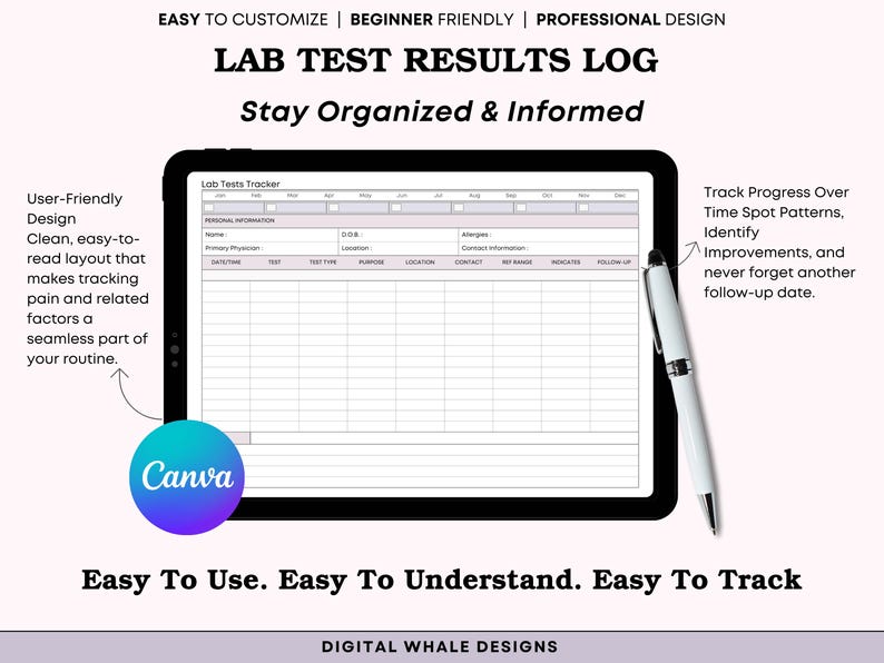 Lab Results Tracker Printable | Medical Test Log | Health Record ...