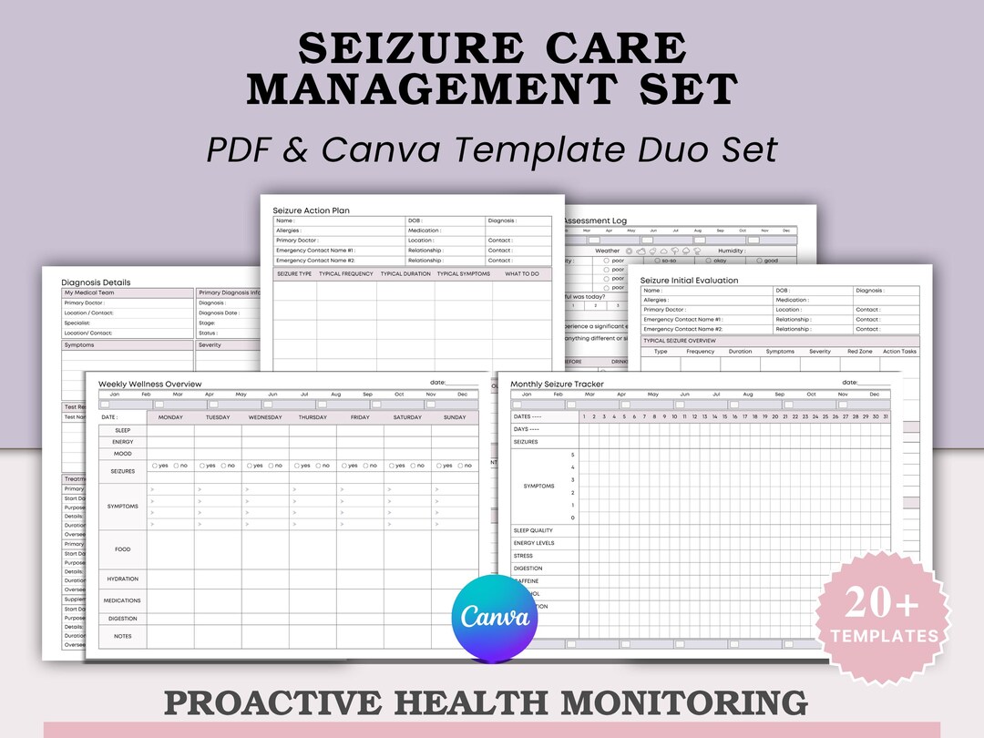 Epilepsy Seizure Tracker Bundle - Printable Evaluation, Care Plan ...