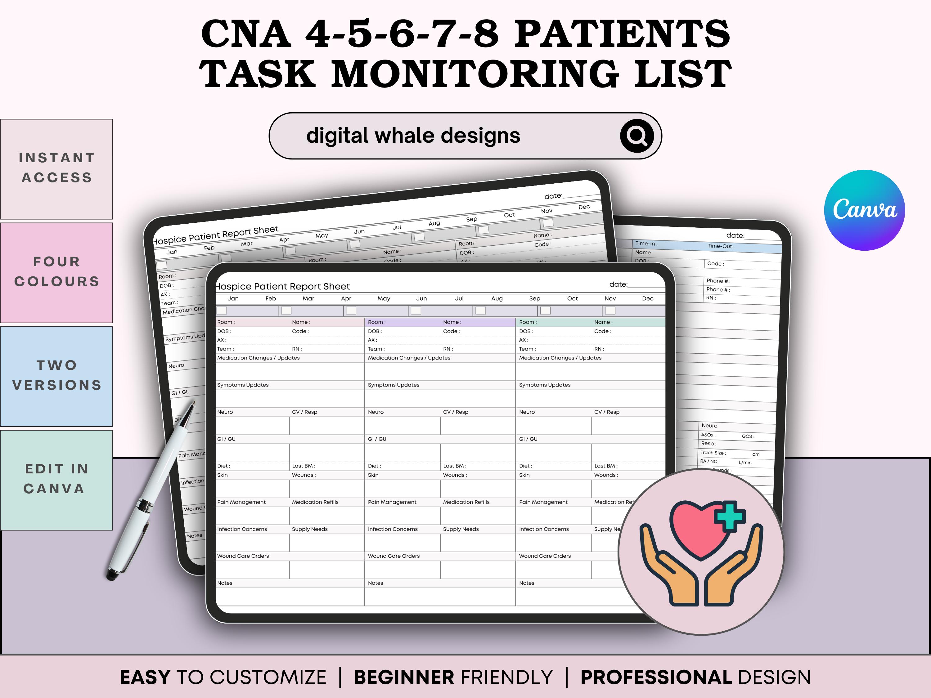 Editable CNA Shift Report Sheet | Certified Nursing Assistant Brain ...