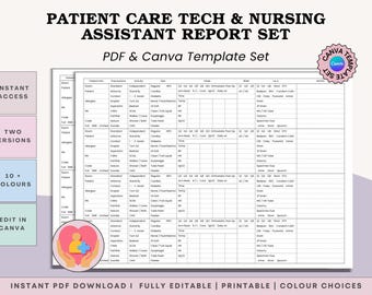 Patient Care Tech Report Sheet - Etsy