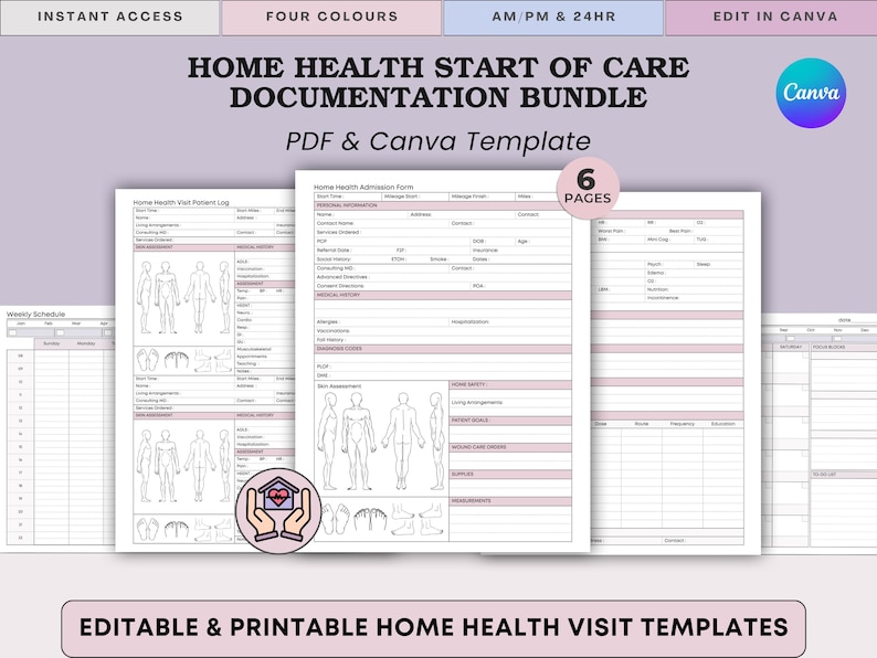 Home Health Start of Care Templates - Admission Assessment, Visit Log ...