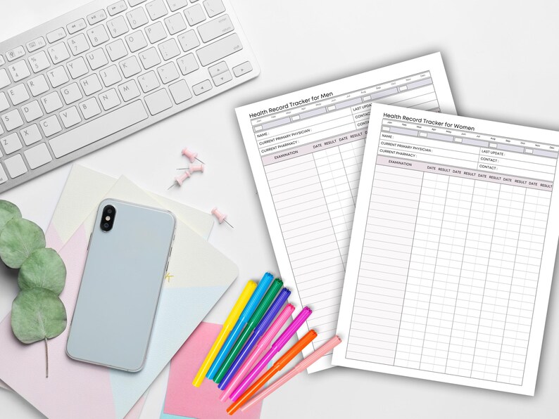 Health Tracker Printable | Medical Exam and Screening Log | Doctor and ...