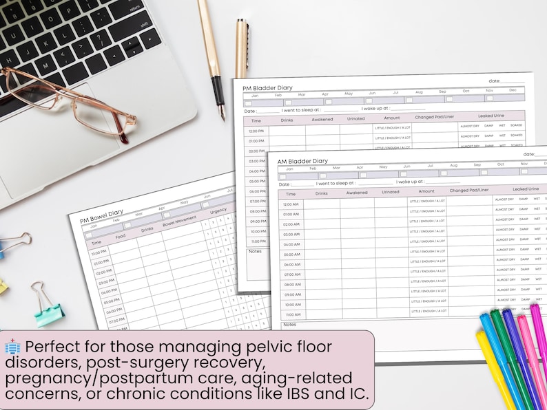 Printable Bowel & Bladder Diary Set: 3-day Pelvic and Digestive Health ...