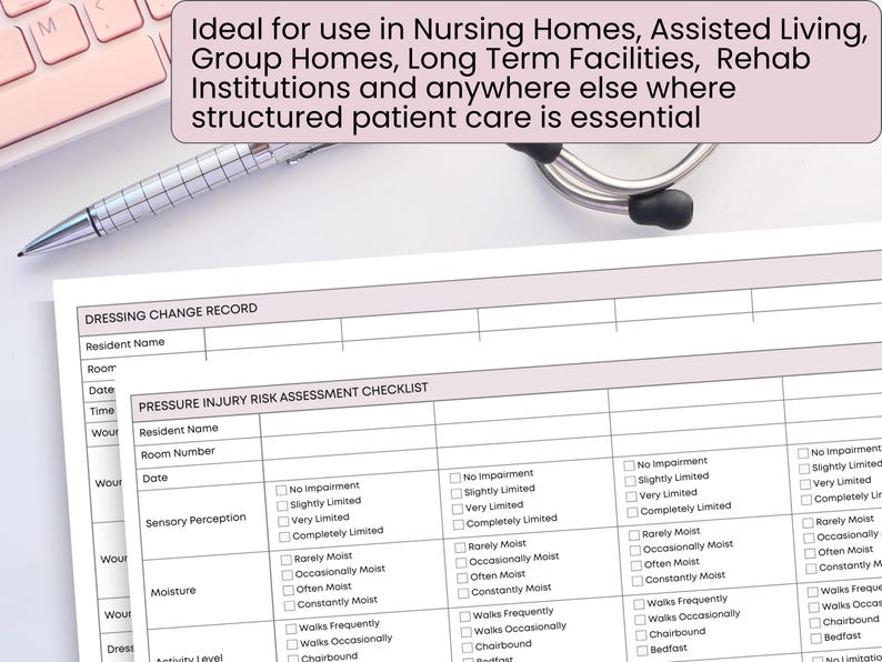 Wound Care Tracker Bundle: Pressure Injury Charting, Dressing Change ...