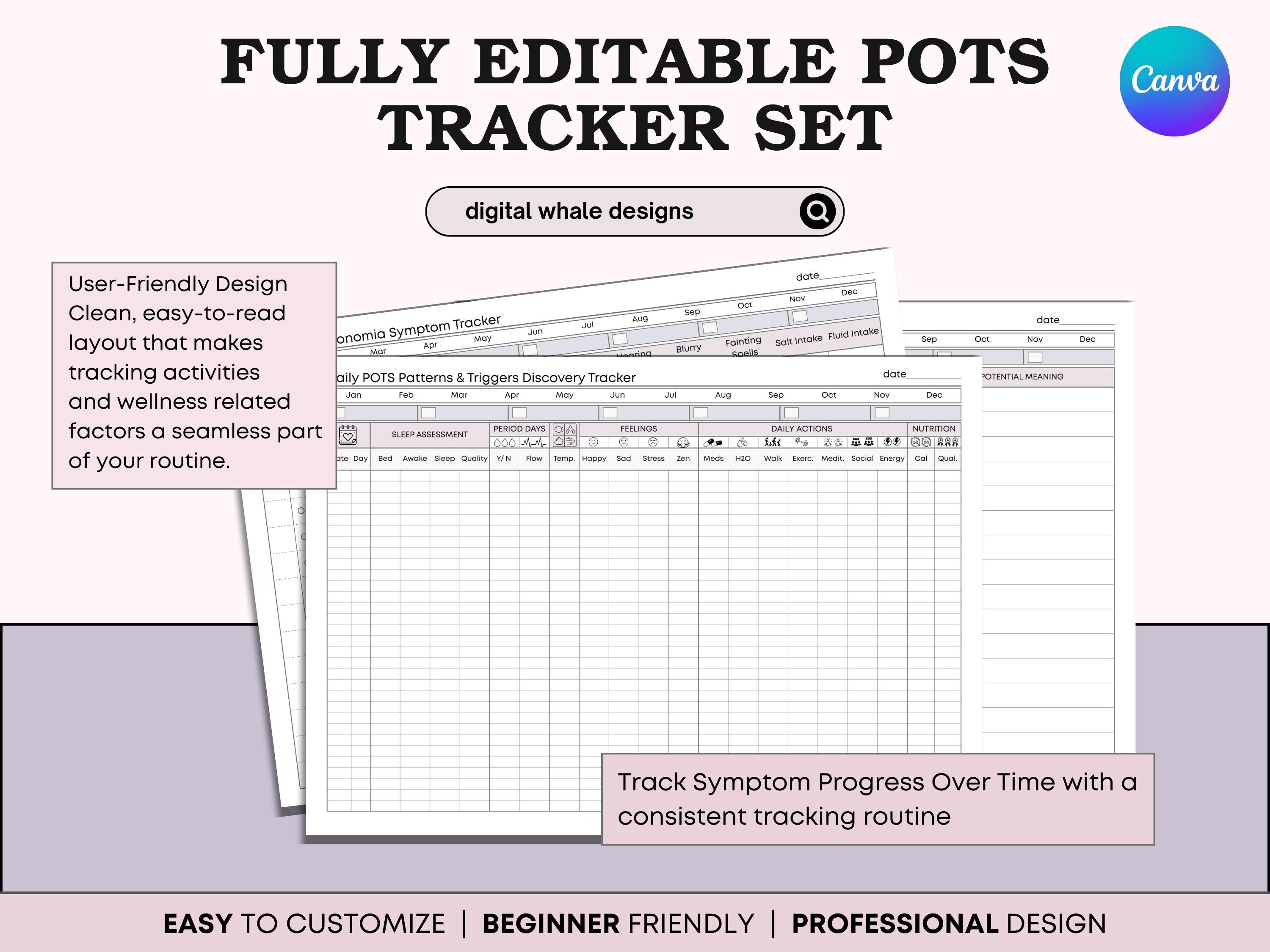 Pots Syndrome Tracker Printable PDF | Symptom Journal | Medical Tracker ...