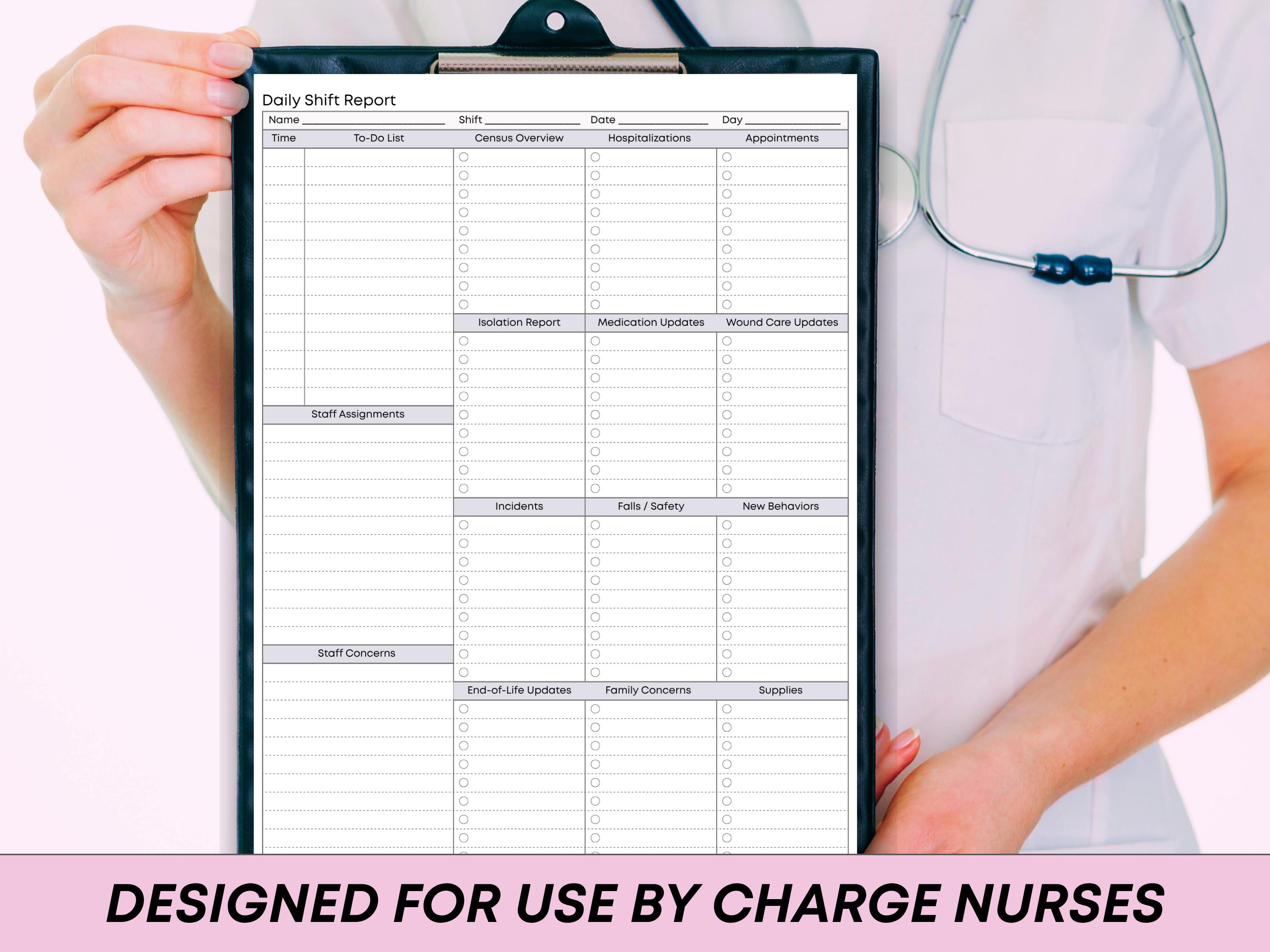 Nurse Manager Daily Report Sheet - Ltc/rehab Shift Organizer - Nursing ...